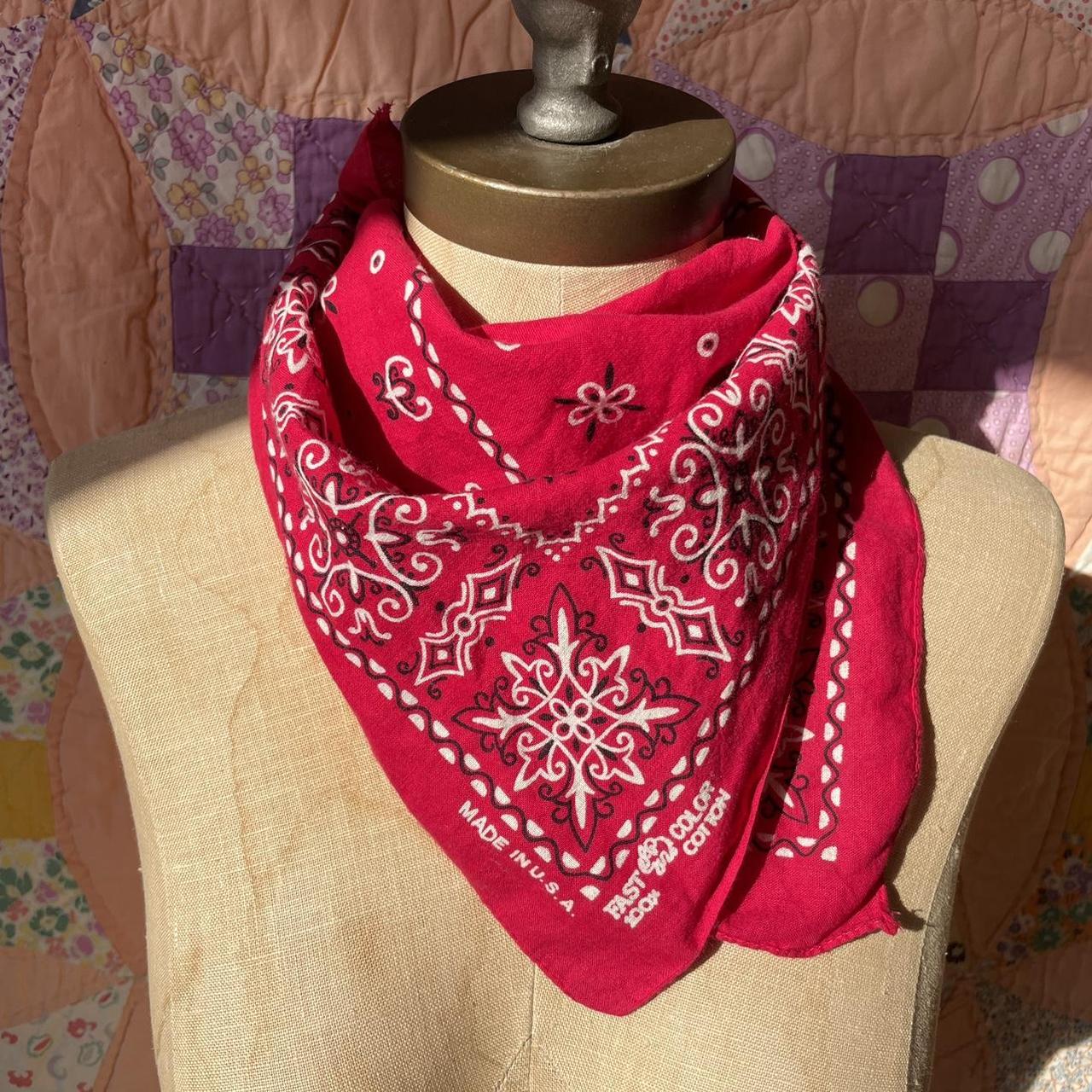 Vintage red bandana with elephant stamp. Made in... - Depop