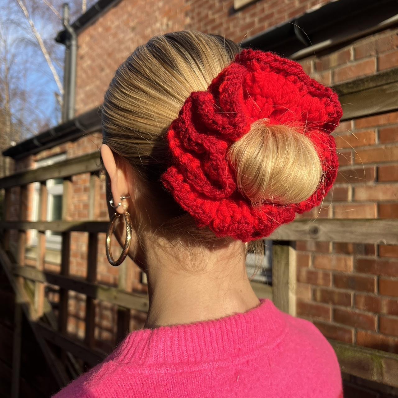 Handmade crochet scrunchie. Designed to be wrapped... - Depop