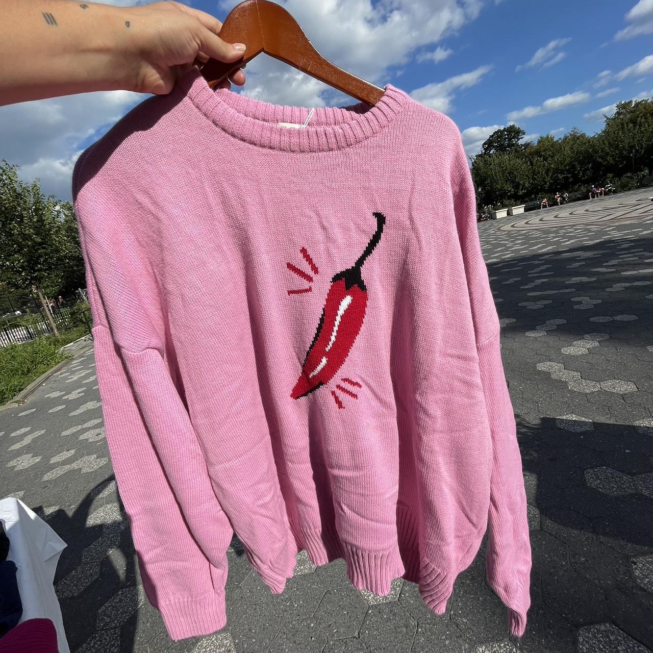 Spicy sweater! Knit chili pepper and “spicy” on... - Depop