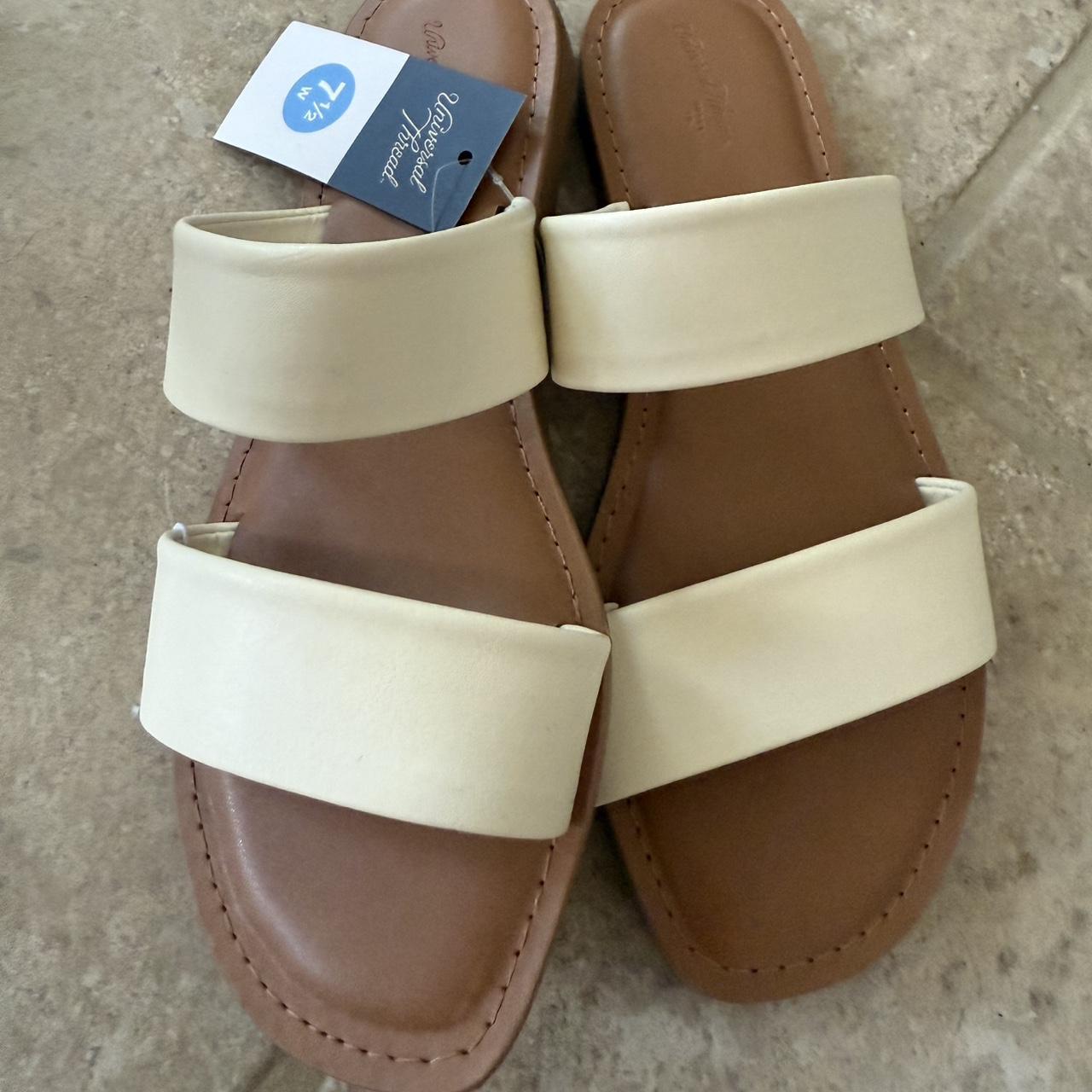 NWT Target Universal Threads 7.5w wide Cream and tan... | Depop