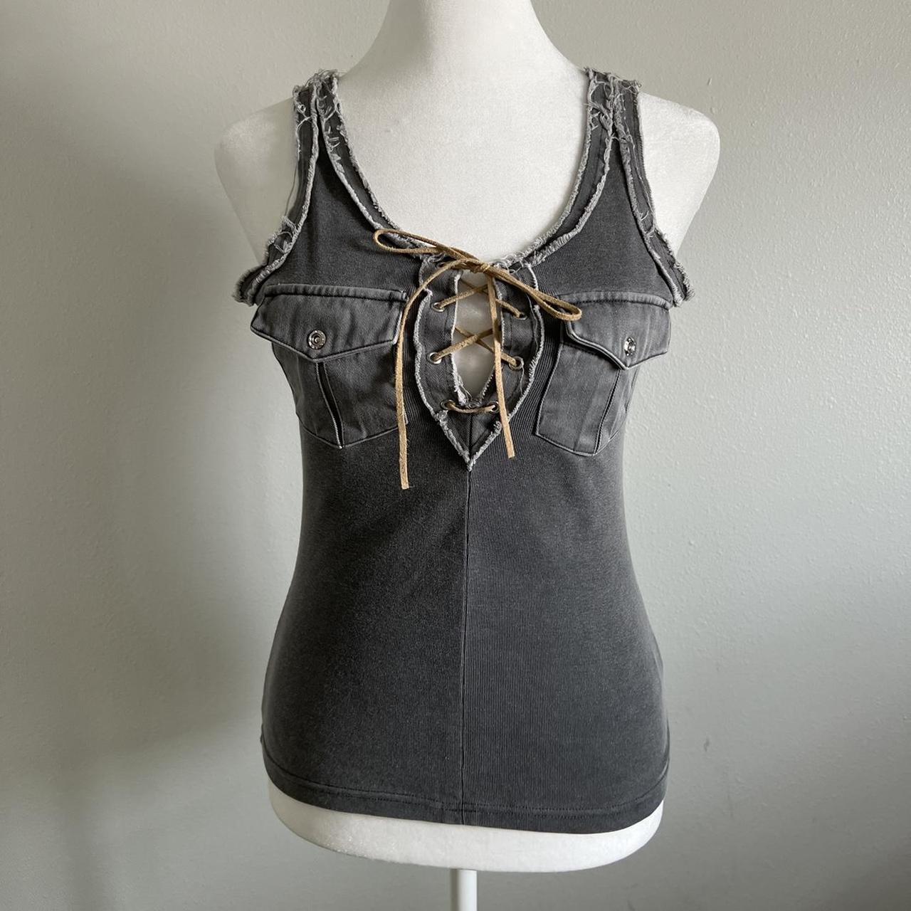 Denim Cargo tank top by Japan sourced -size: Large... - Depop