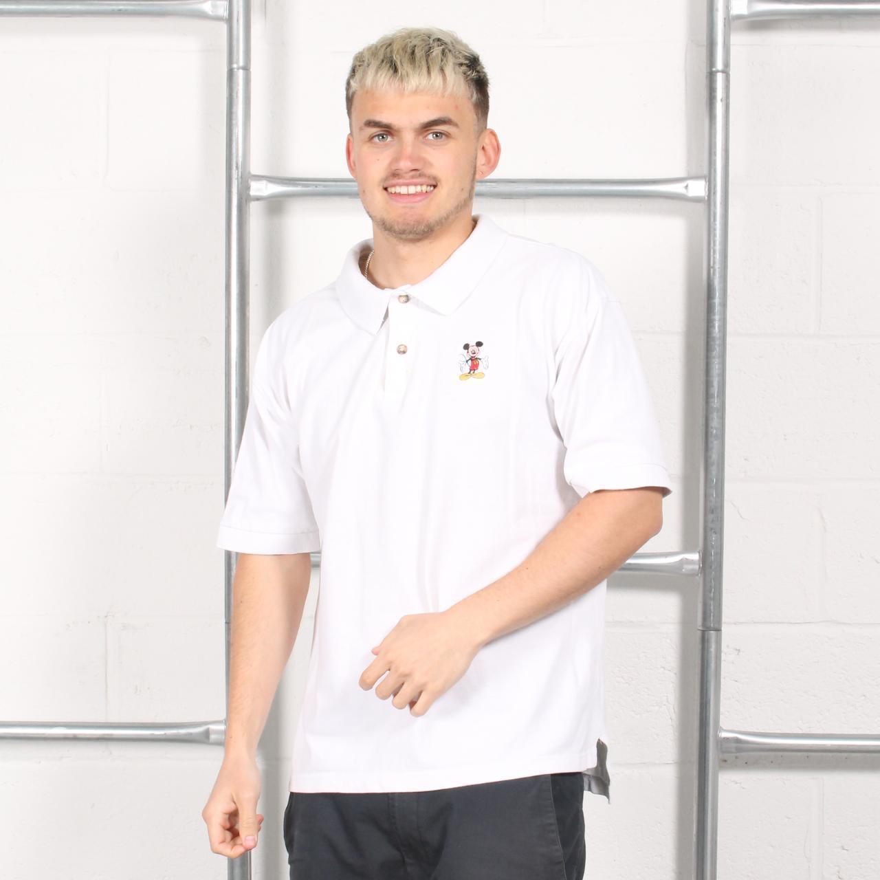 Disney Mickey Mouse polo shirt in white with... - Depop