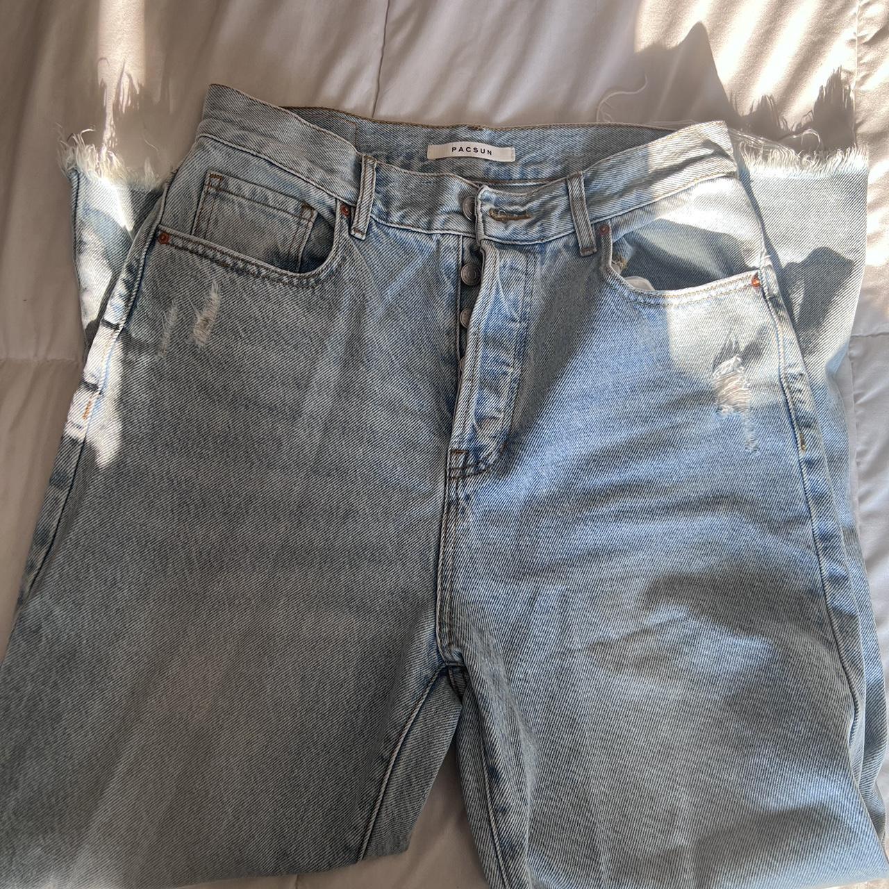 light washed high rise straight pacsun jeans size... - Depop