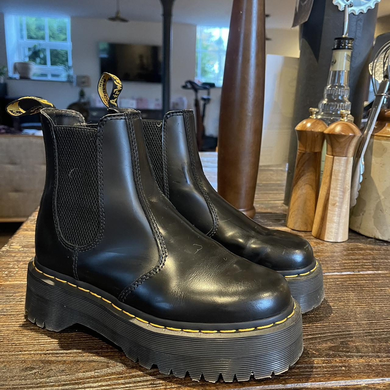 Size 4 doc marten platform Chelsea boots Black... - Depop