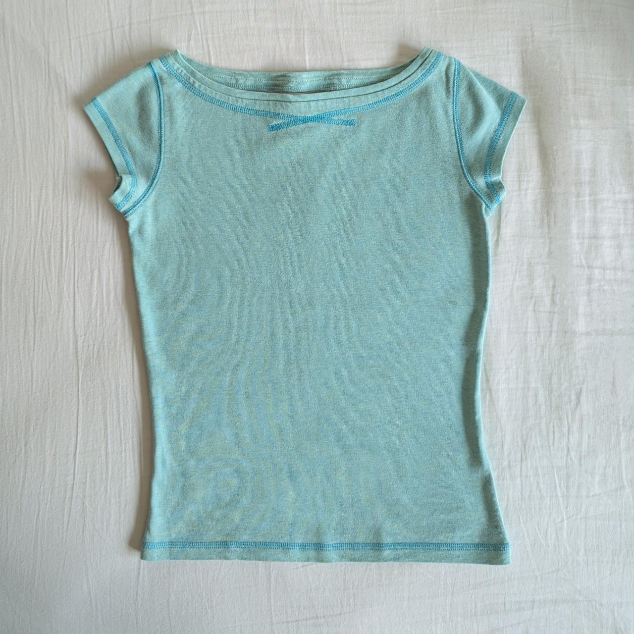 Super cute baby tee, light turquoise with subtle... - Depop