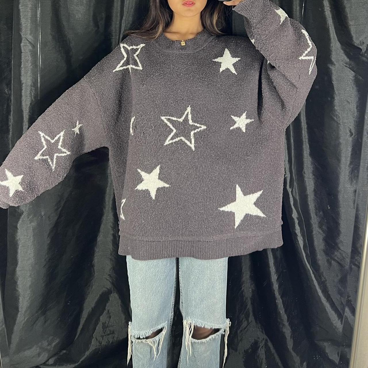 stars knit oversize sweater / xl - Depop