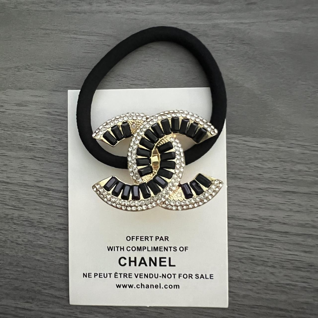 CHANEL HAIR TIE Elastic band VIP gift Gold with... - Depop