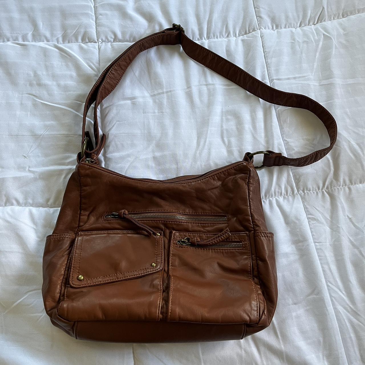 Brown hobo bag Has a lot of zippers and storage... - Depop
