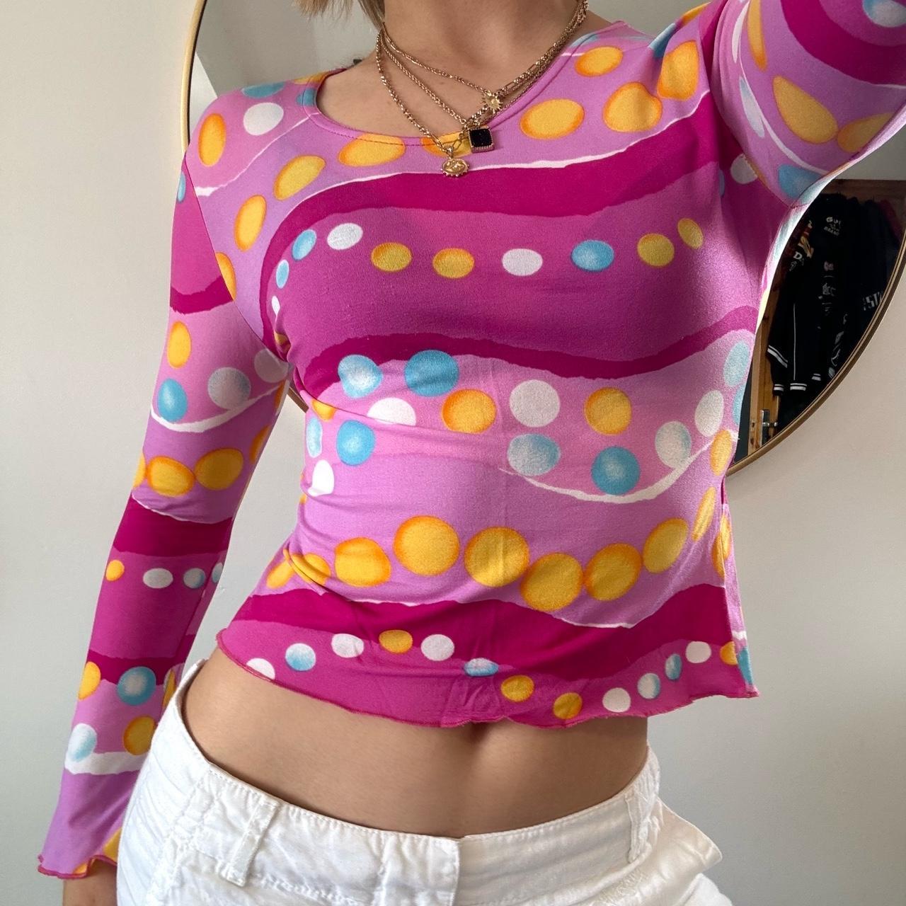 Vintage mesh top with flared sleeves Vintage y2k... - Depop