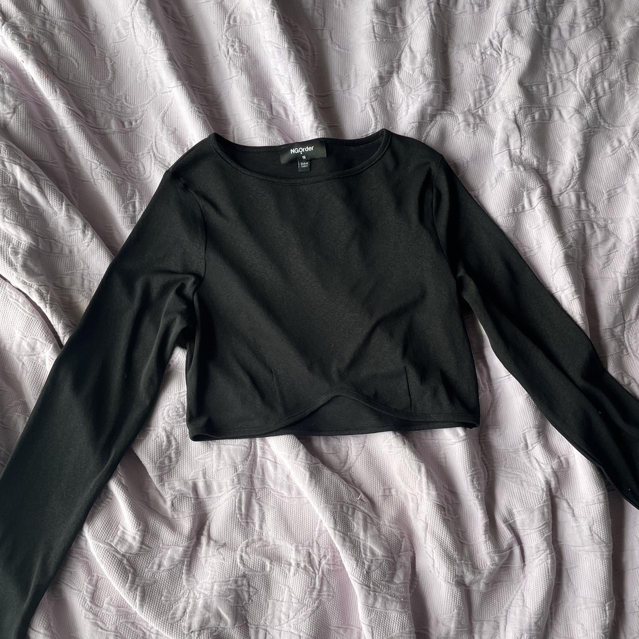 Long sleeve sheer cropped shirt! Cool sleeves 🖤🖤🖤... - Depop