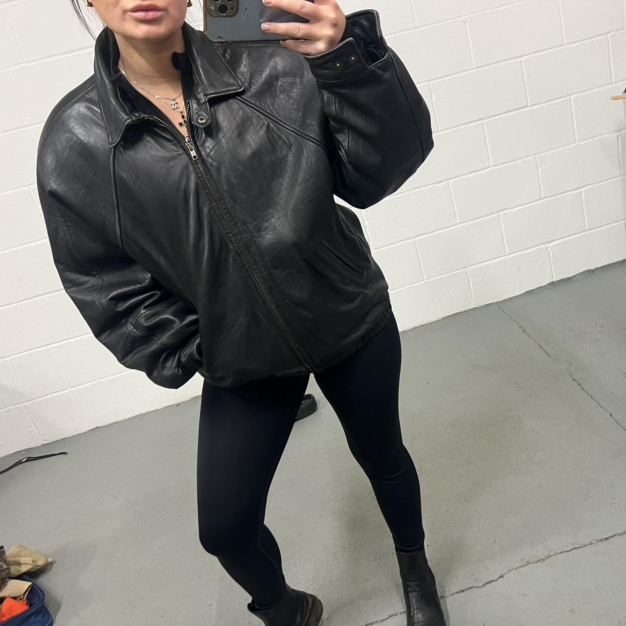 Black vintage DANIER leather bomber jacket leather M - Depop