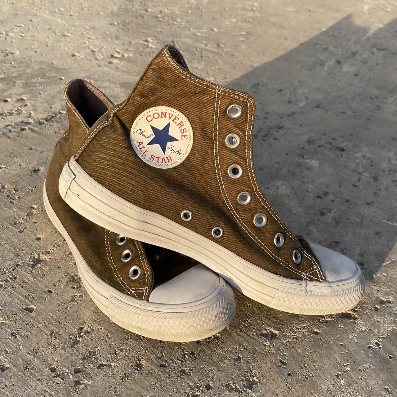 brown converse FREE SHIPPING condition: great, no... - Depop
