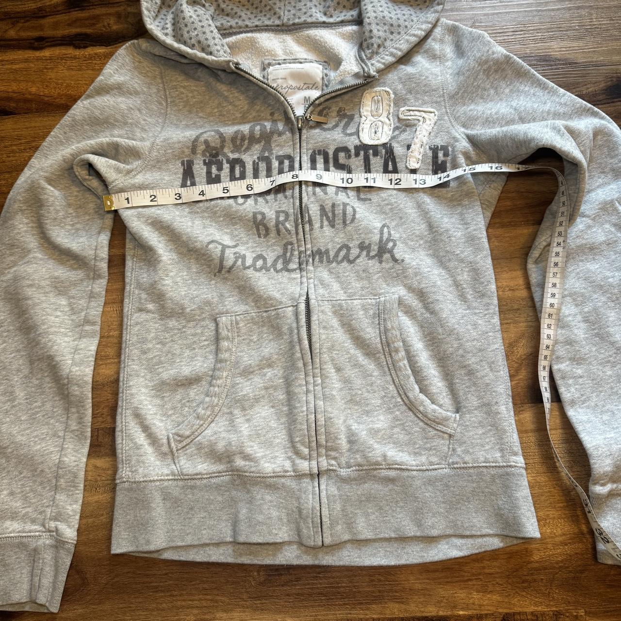 Vintage Y2K Grey Aeropostale zip-up hoodie... - Depop