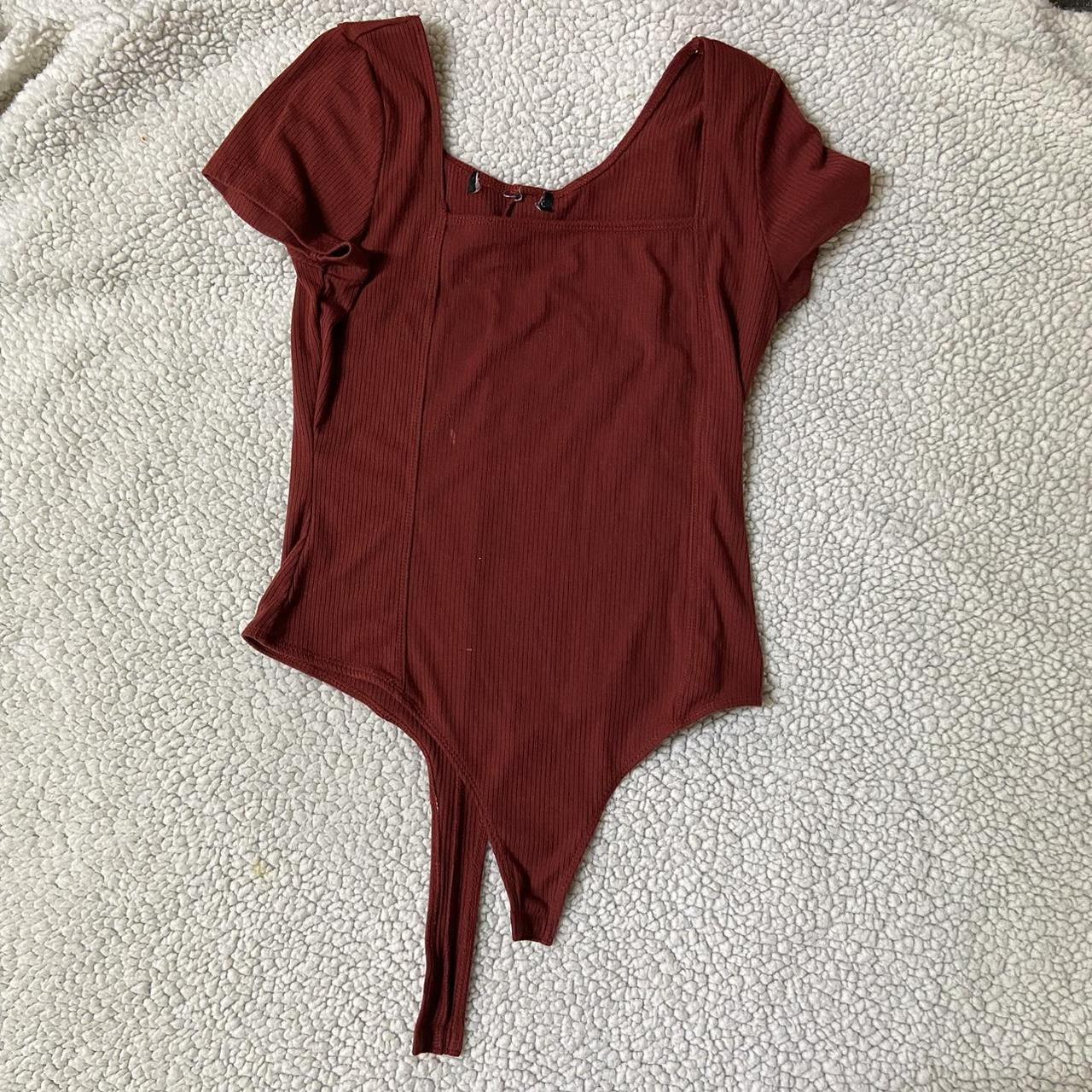 Dark red square next body suit. One of my favorite... - Depop