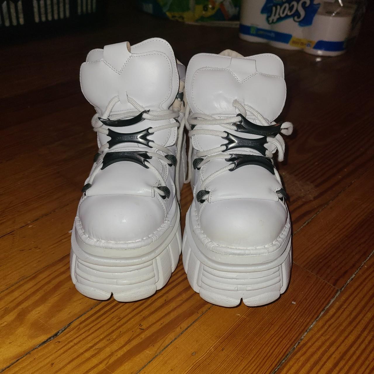 White New Rock boots. I've worn them twice into the... - Depop