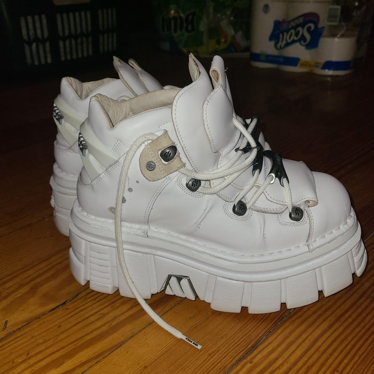 White New Rock boots. I've worn them twice into the... - Depop