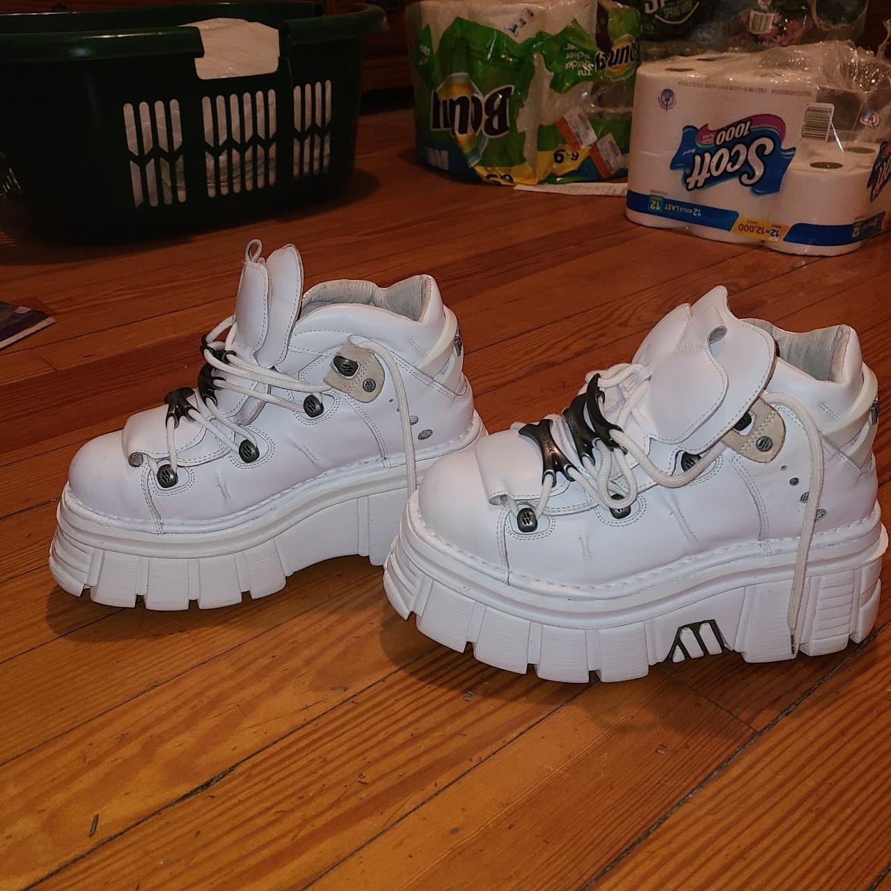 White New Rock boots. I've worn them twice into the... - Depop