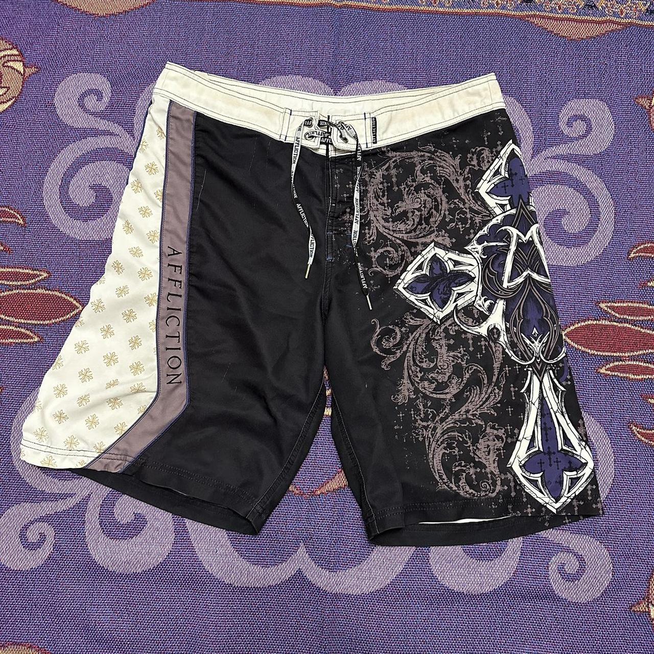 Men’s Y2K Affliction swim trunks Size XL Amazing... - Depop