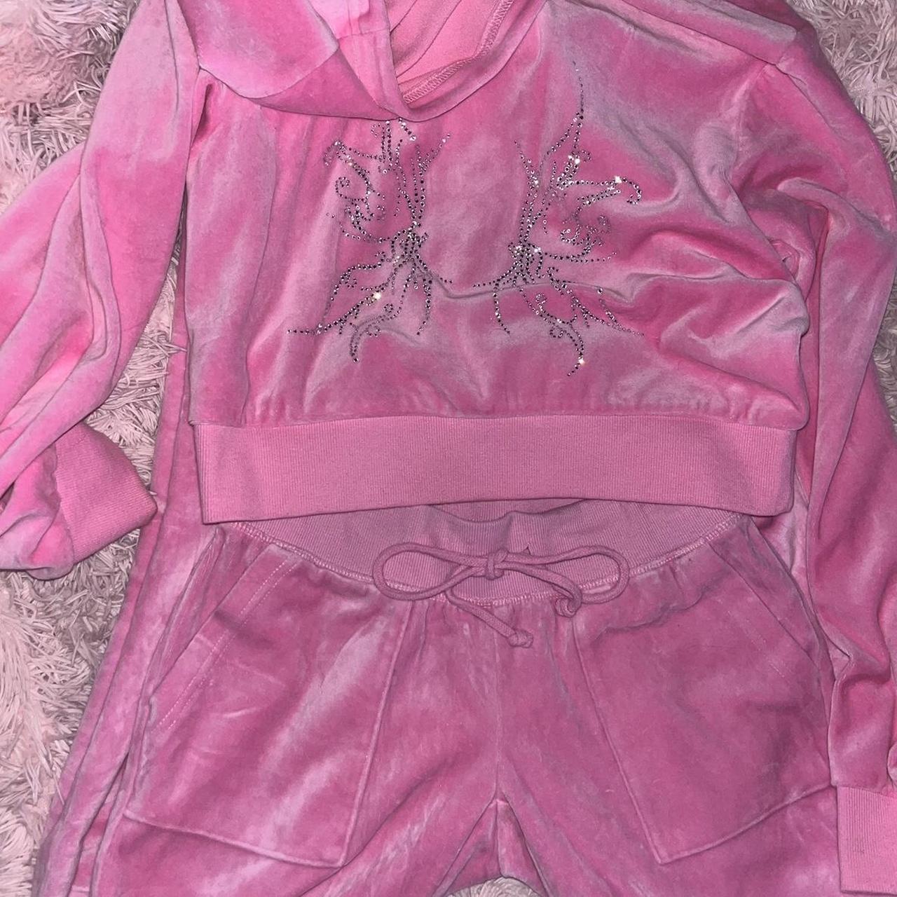 pink y2k matching set customized rhinestones by me... - Depop