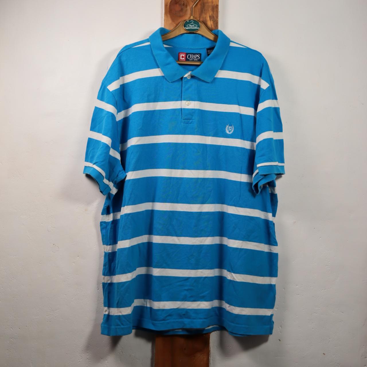 Chaps Ralph Lauren Polo T-Shirt 100% Cotton Blue and... - Depop