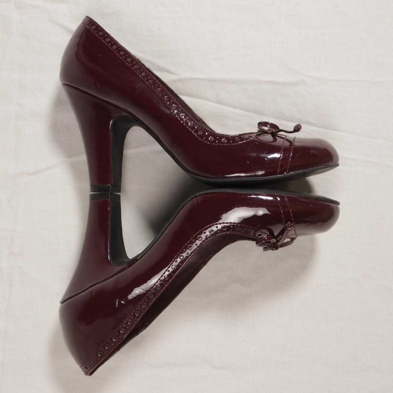 Clarks Heels Size UK 7 Burgundy Patent Slip On... | Depop