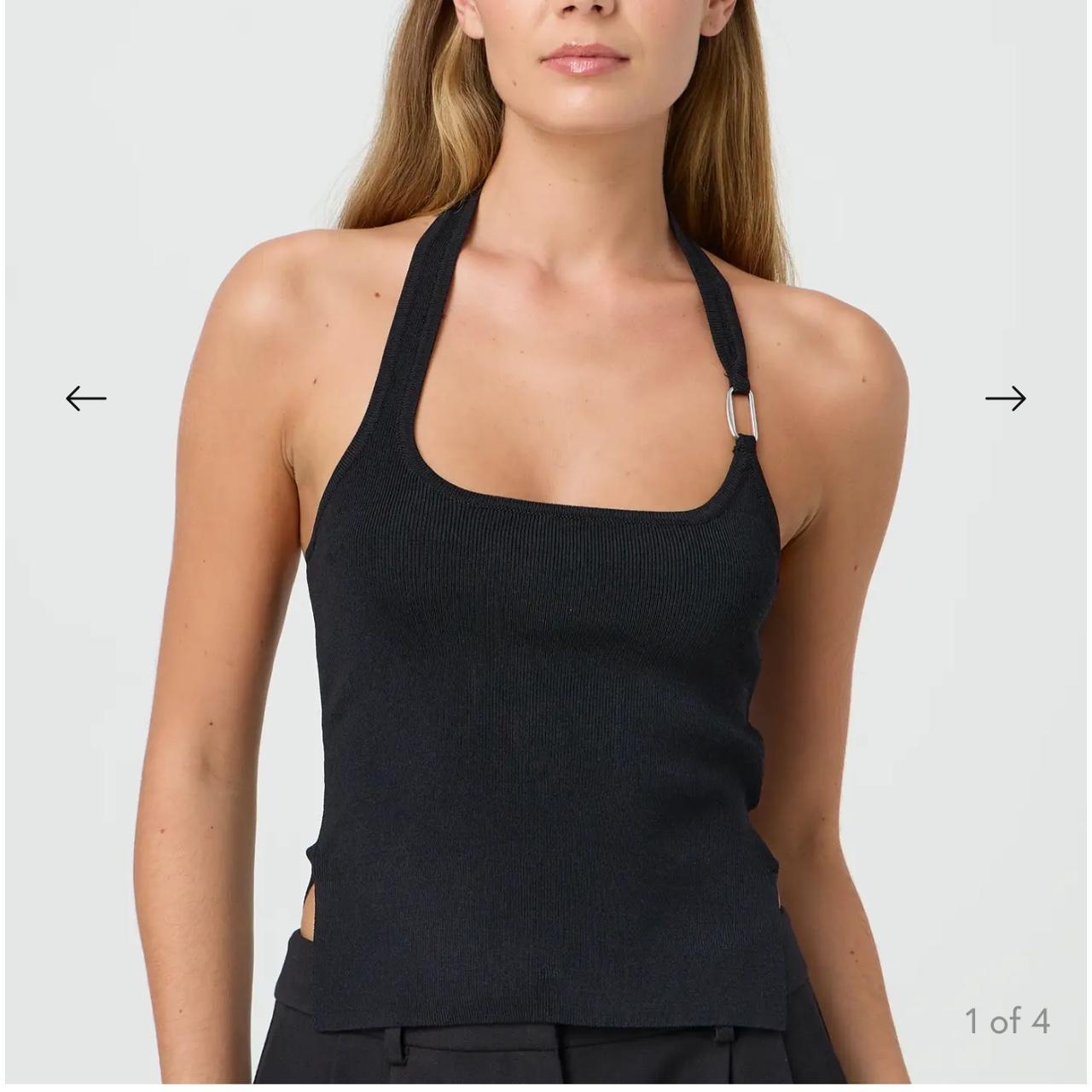 Glassons black side split halter too with metal... - Depop