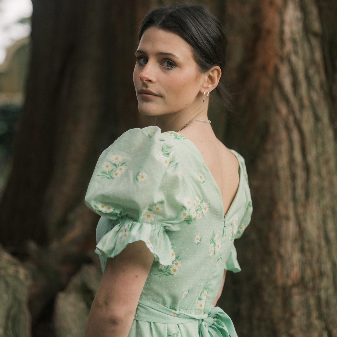 Vintage 1970s Daisy Puff Sleeve Prairie Dress... | Depop