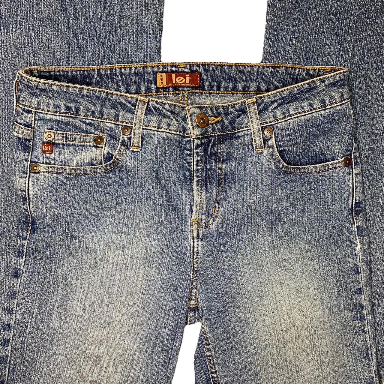 Low rise LEI jeans Flared bottoms Grey blue wash... - Depop