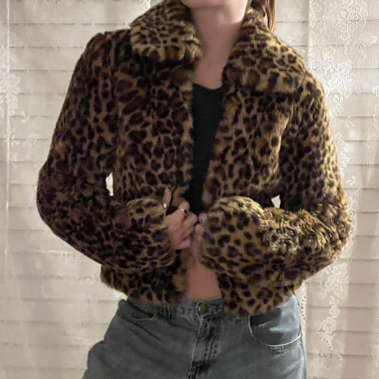 Fuzzy Cheetah Print Coat/Jacket #y2k #cheetahprint - Depop