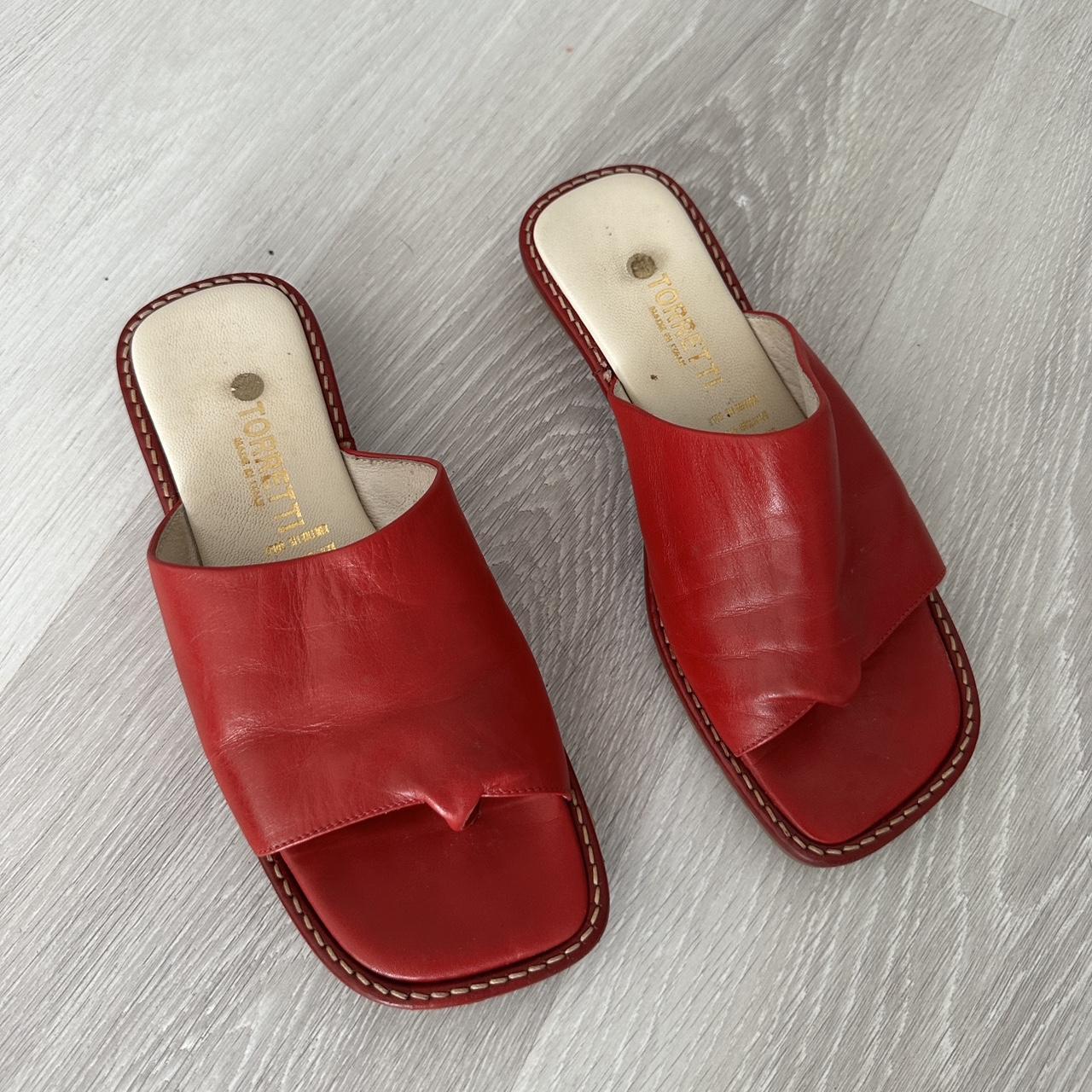 Beautiful vintage red Italian leather sandals No... - Depop