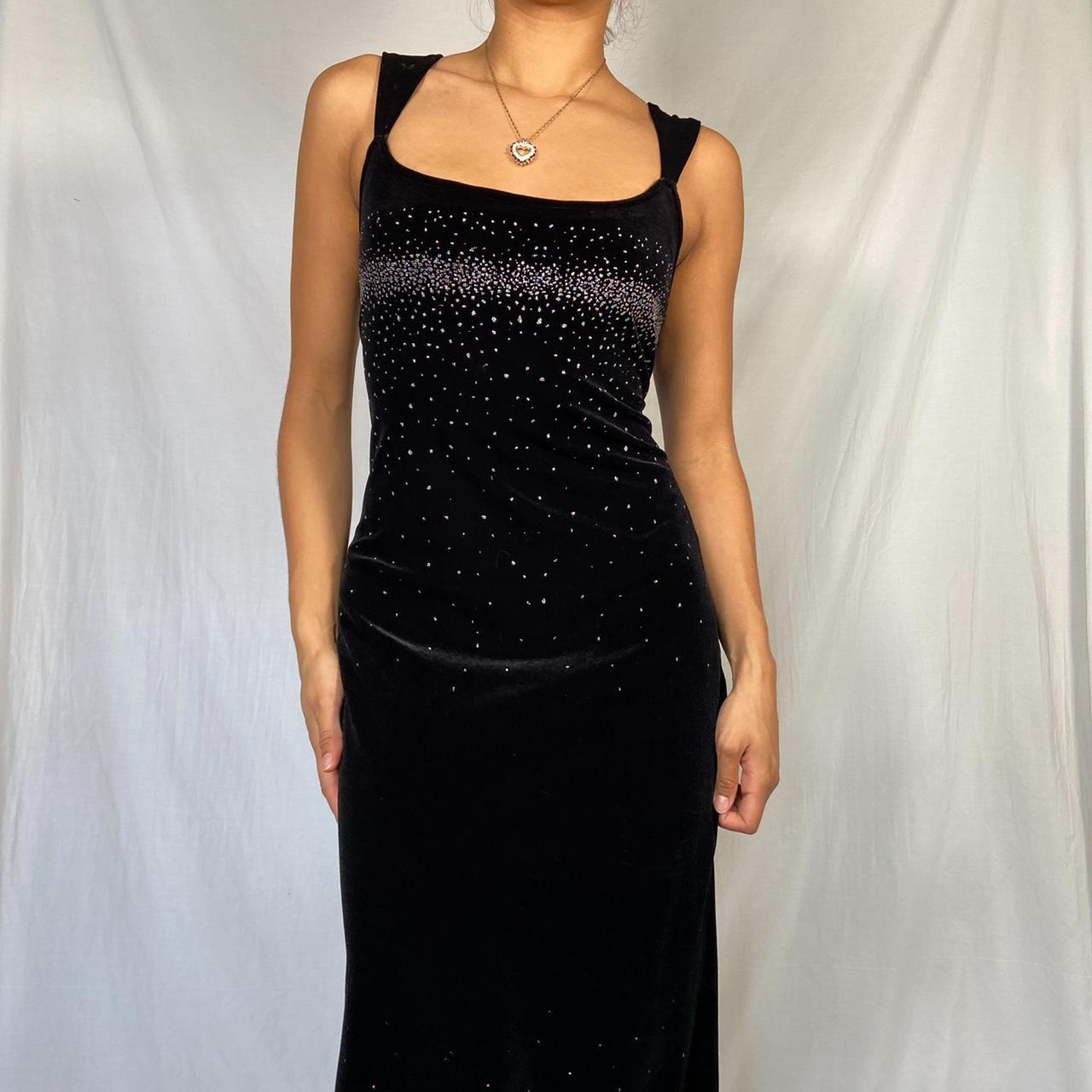 Y2K Vintage Sparkly Velvet Goth Gown Prom... | Depop
