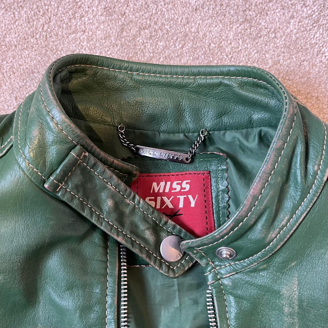 Green Miss Sixty leather biker jacket. Unreal... - Depop