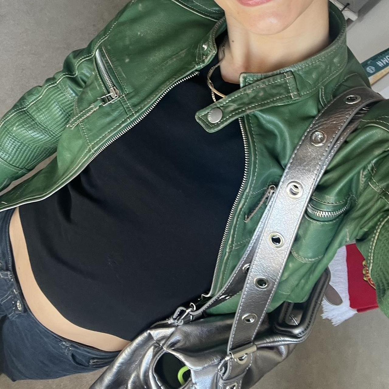 Green Miss Sixty leather biker jacket. Unreal... - Depop