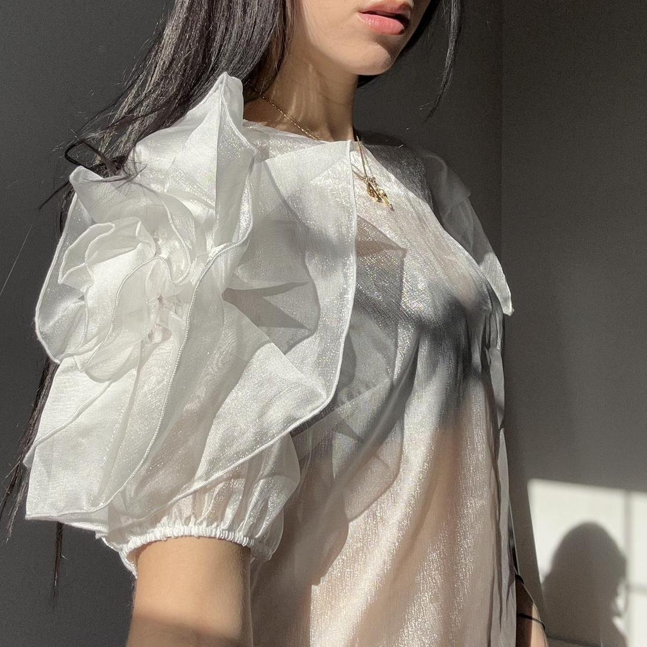 ⭐️POOR THINGS ⭐️ Transparent white top with accent... - Depop