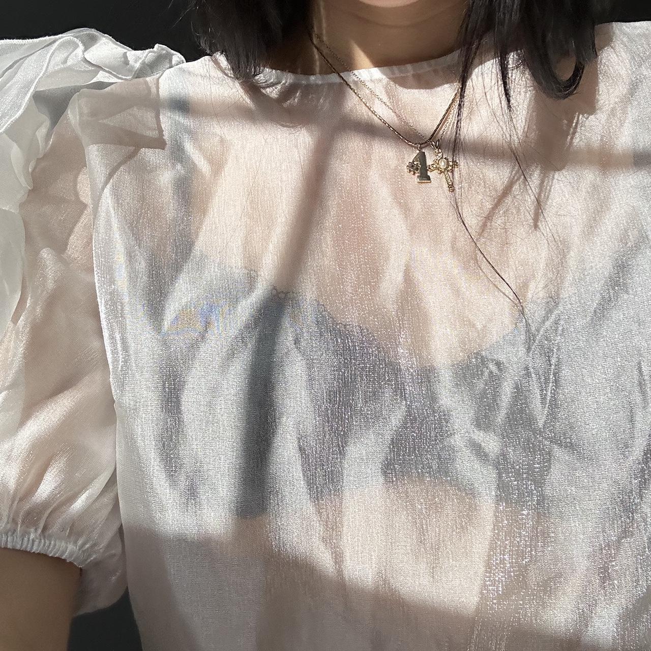 ⭐️POOR THINGS ⭐️ Transparent white top with accent... - Depop
