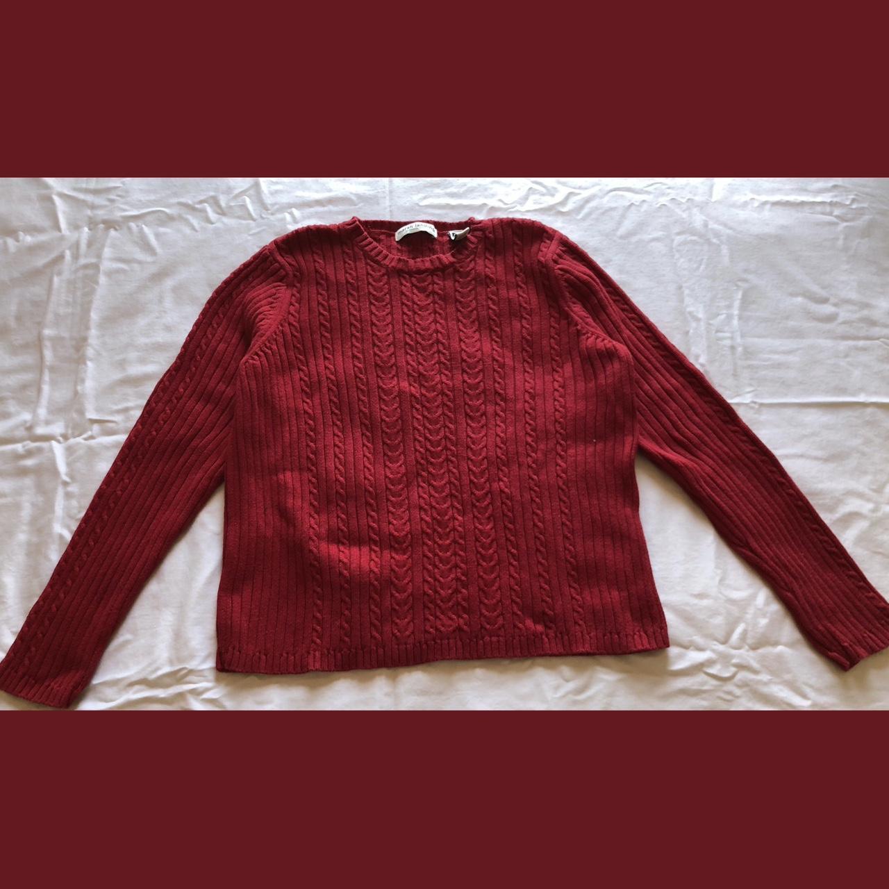 RED CABLE KNIT SWEATER red classic cable knit... - Depop