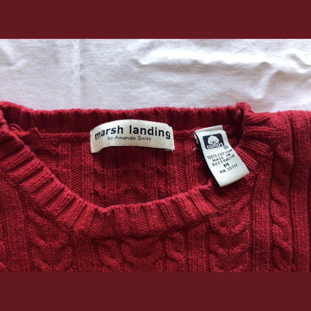 RED CABLE KNIT SWEATER red classic cable knit... - Depop