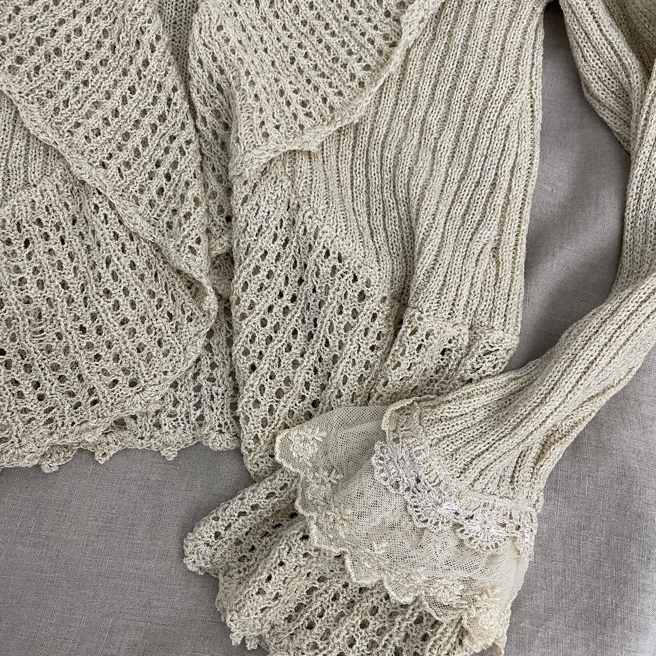 fairy boho l'est rose gold beige ruffle cardigan... - Depop