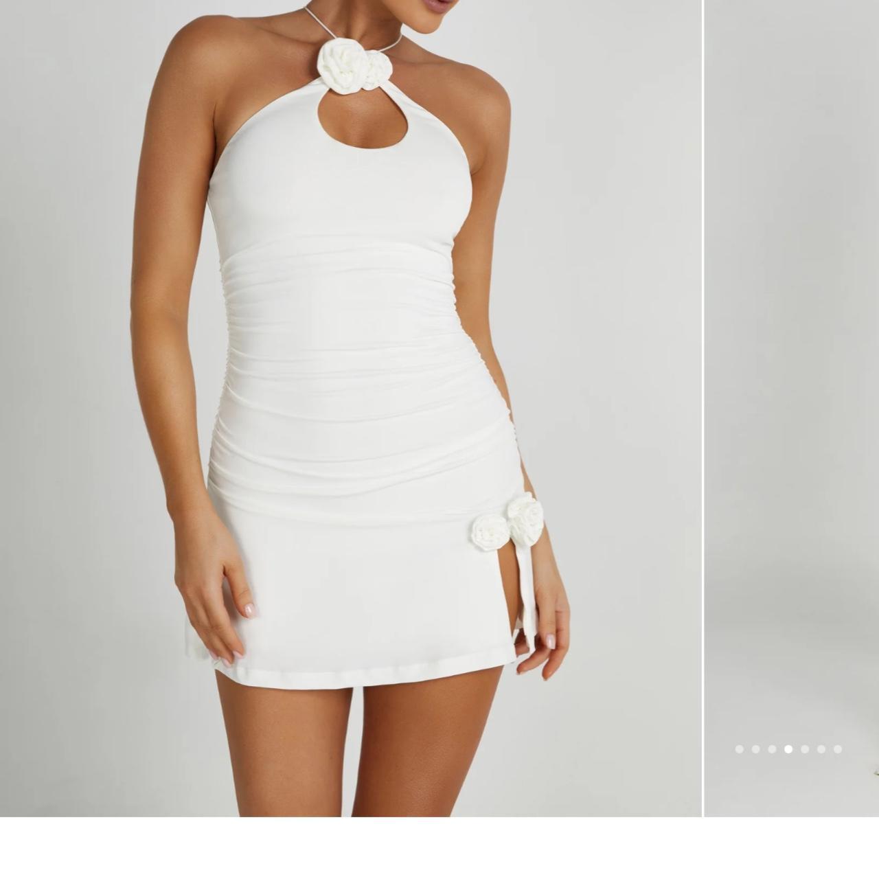 Meshki Adeline white rose halter neck mini... - Depop