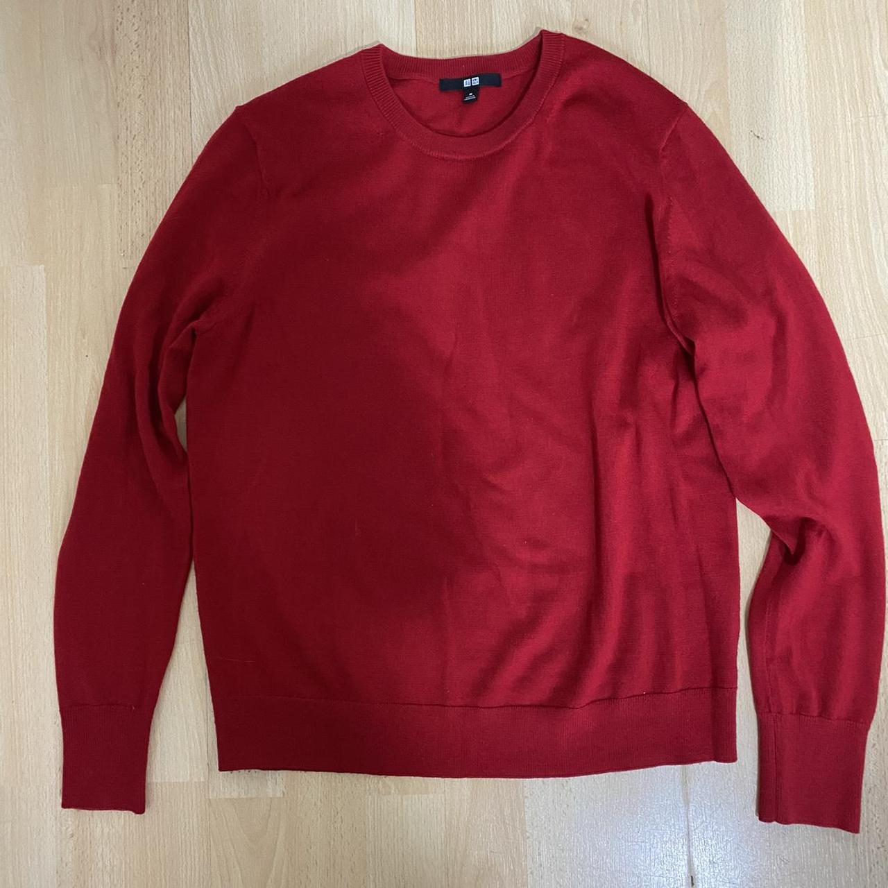 Uniqlo Merino Wool jumper in red - Depop