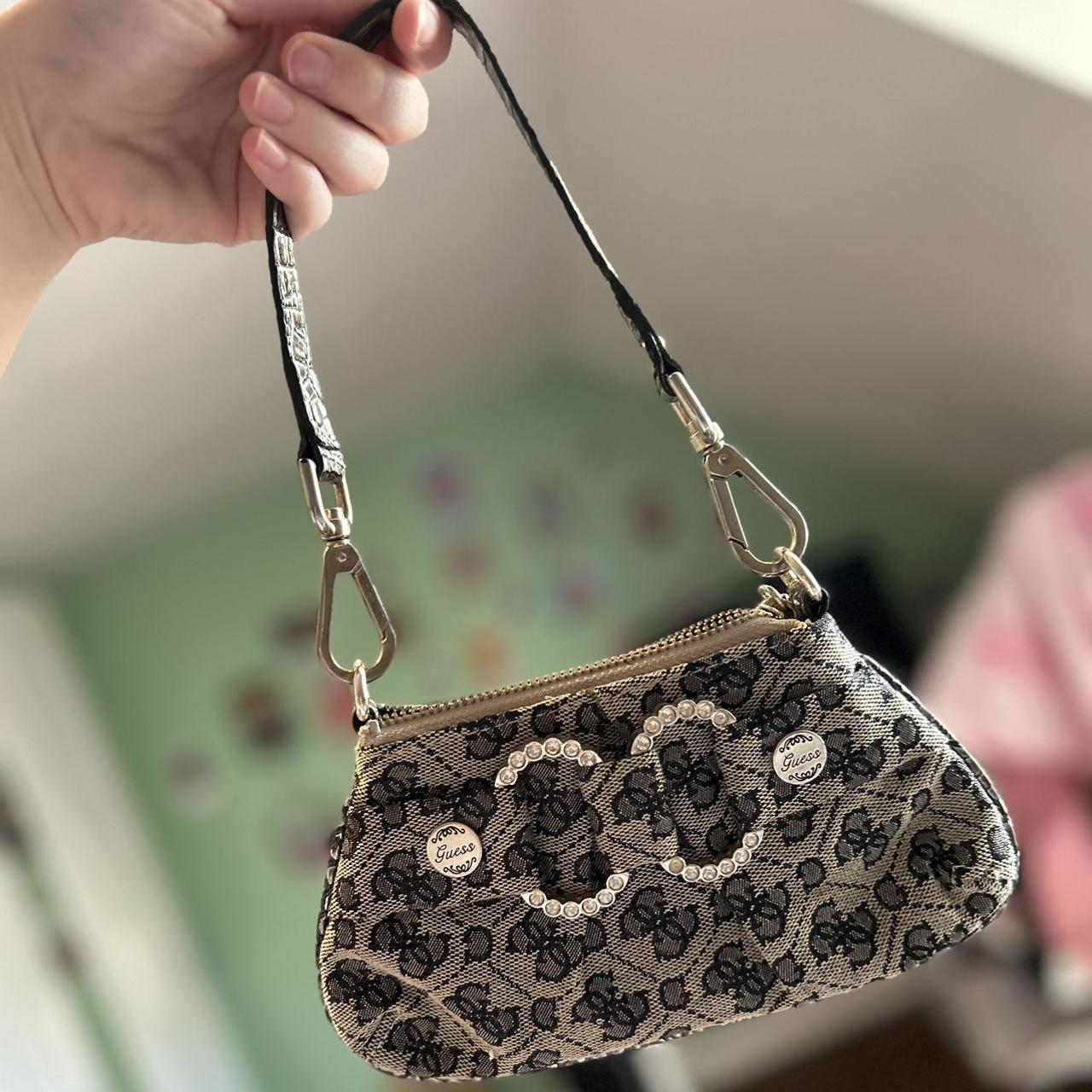 Vintage guess mini handbag with leopard print... - Depop