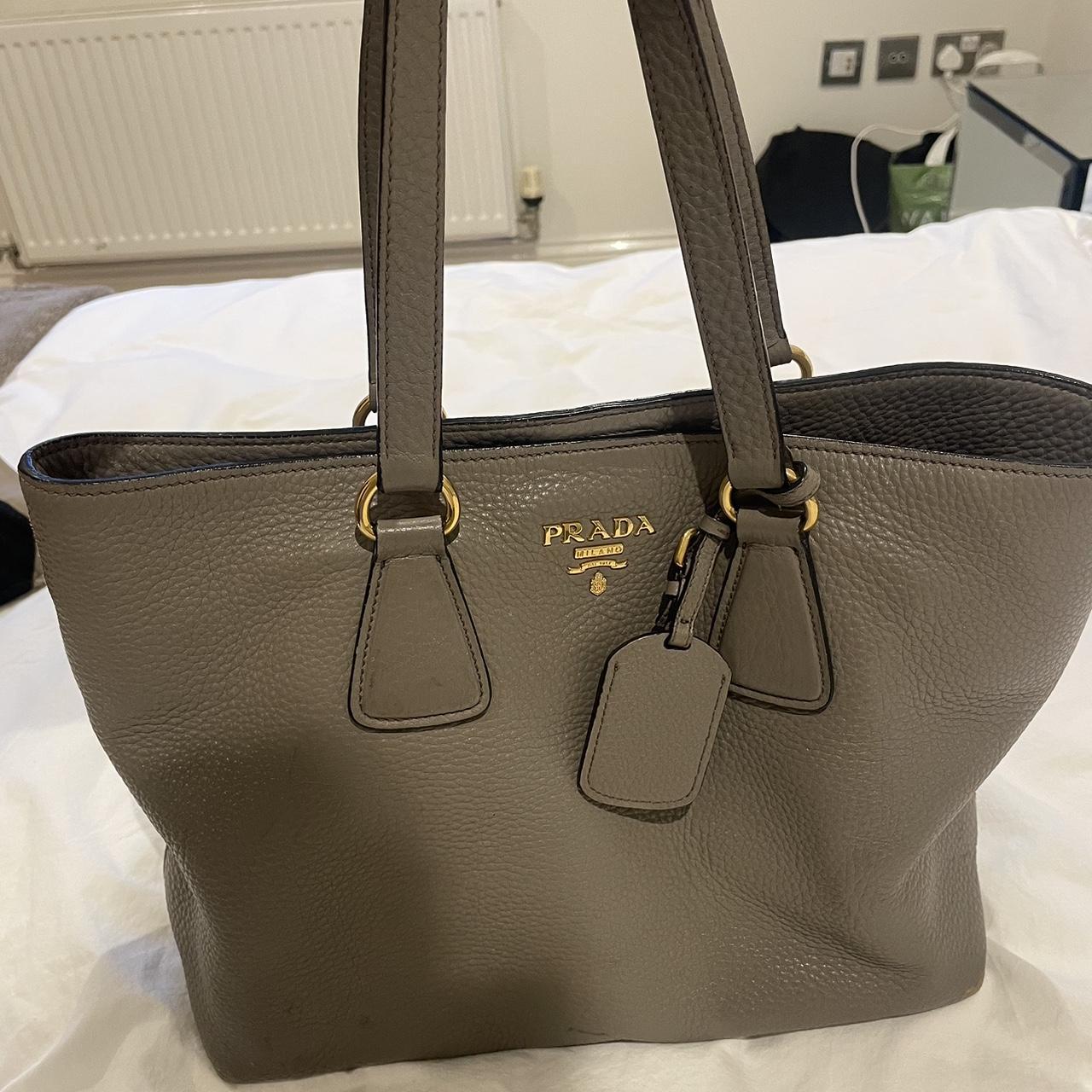 Prada shoulder bag, grey, medium size - Depop