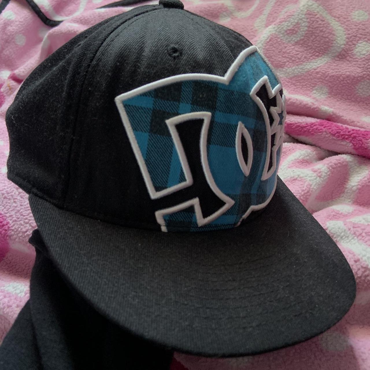 Dc hat with plaid blue and black logo super cute - Depop