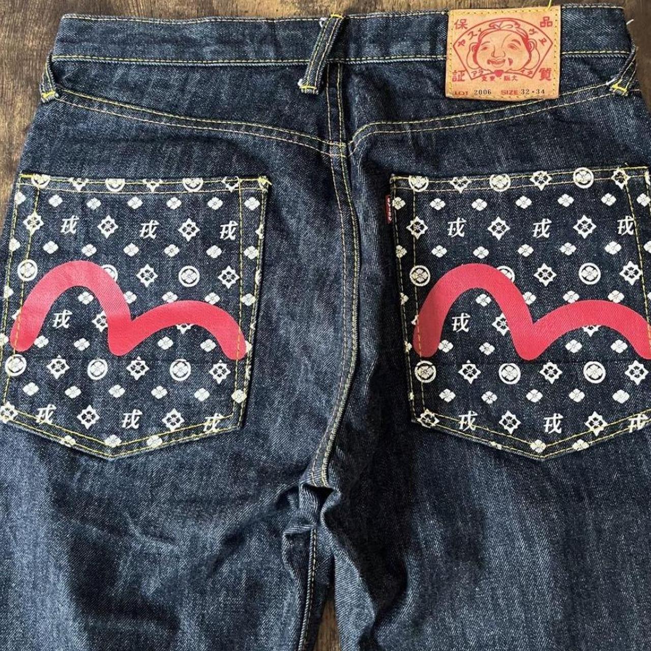 Y2k baggy evisu jeans size 32 x 34 visible on label... - Depop