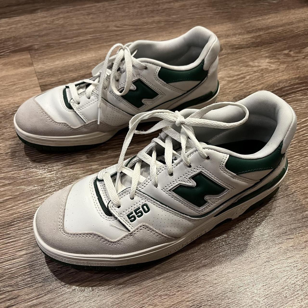 New Balance Men's Green and White Trainers | Depop