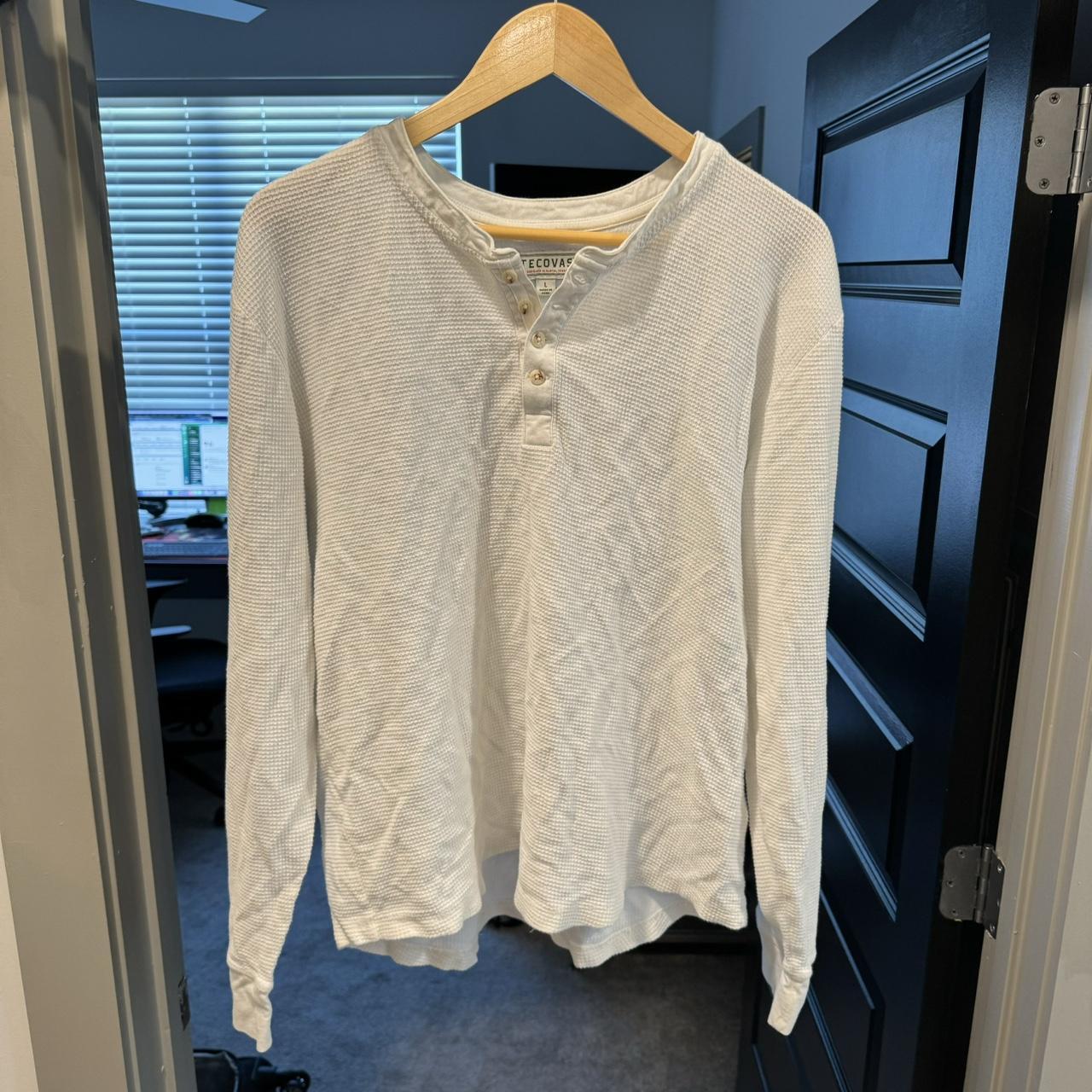 Tecovas Waffle Henley Size: L Color: White #tecovas... - Depop