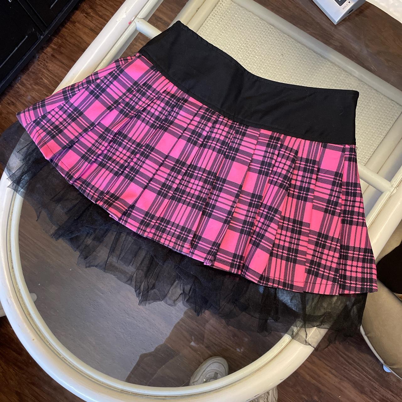 Black and Pink Micro Mini Skirt 🎀 No size tag,... - Depop