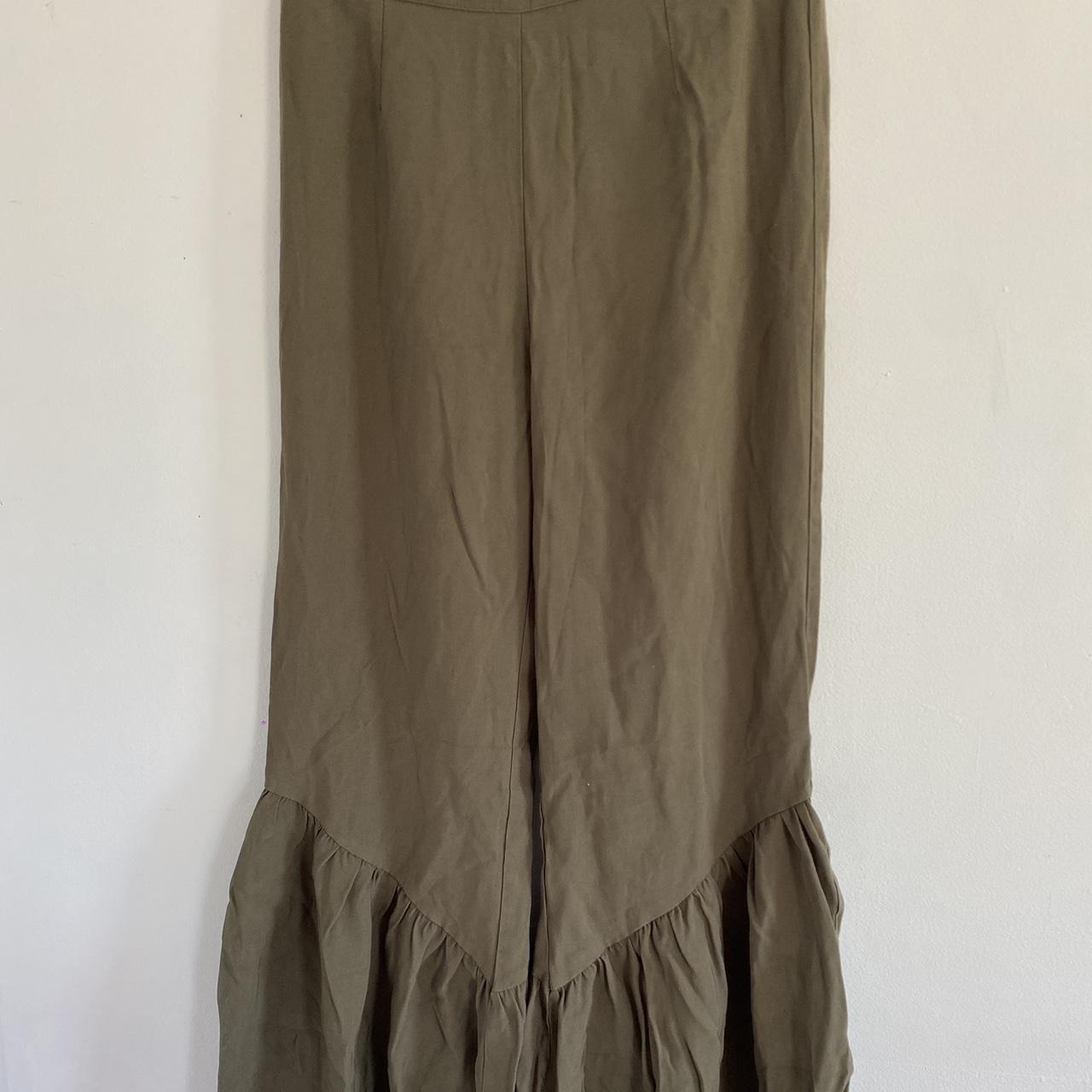 green flowy pants - Depop