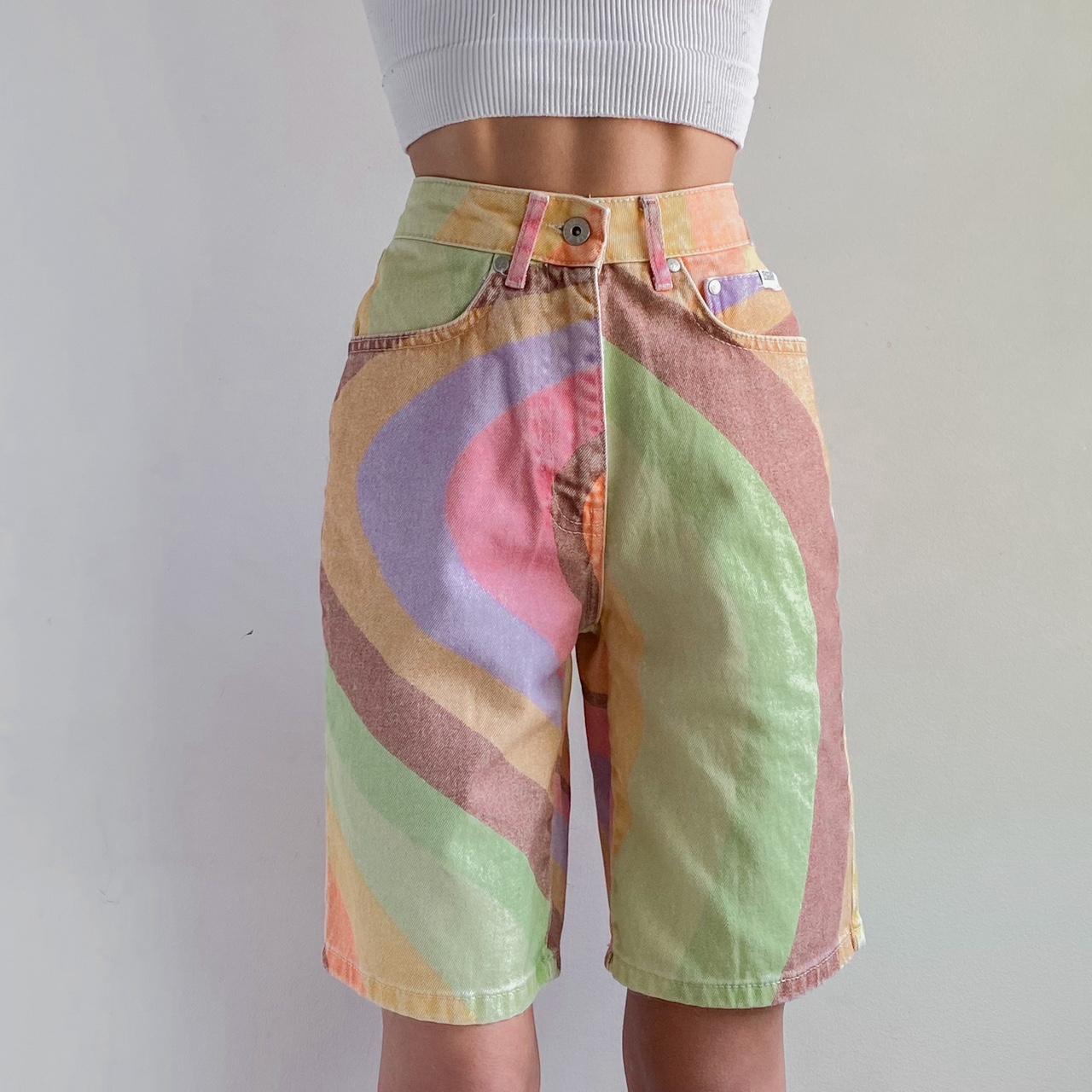 The Ragged Priest - Wave Swirl Multicolor Denim Knee... - Depop