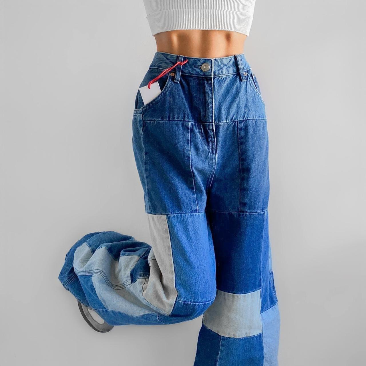Urban Outfitters - Patchwork Loose Puddle Jeans in... - Depop
